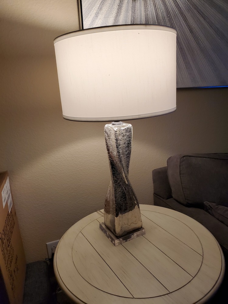 Oirin silver twist crackle mercury glass table lamp store