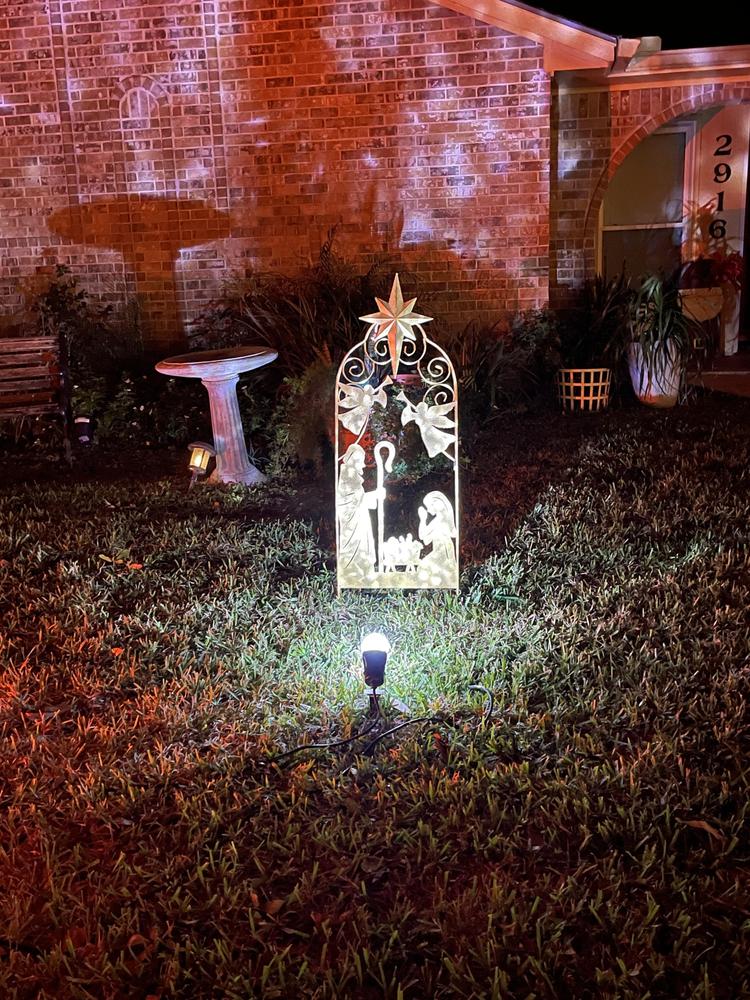 Golden Noel Gold Nativity Yard Stake 48" | At Home