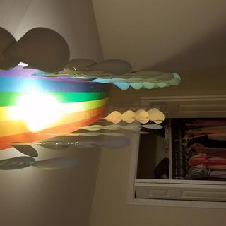 12 Ft. x 32" Rainbow Cloud & Raindrops Ceiling Hanging Decoration ...