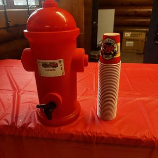 17" Firefighter Party Red Fire Hydrant Plastic Drink Dispenser ...