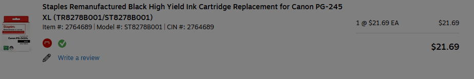 Staples Remanufactured Black High Yield Ink Cartridge Replacement for ...